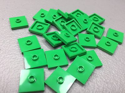 New LEGO Plate x25, Modified 2x2 1 Stud in Center (Jumper) Bright Green ...