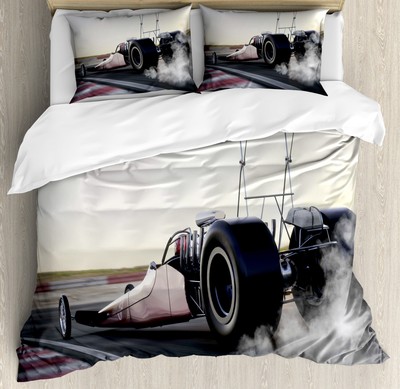 Cars Duvet Cover Set with Pillow Shams Dragster Racign down Track Print ...