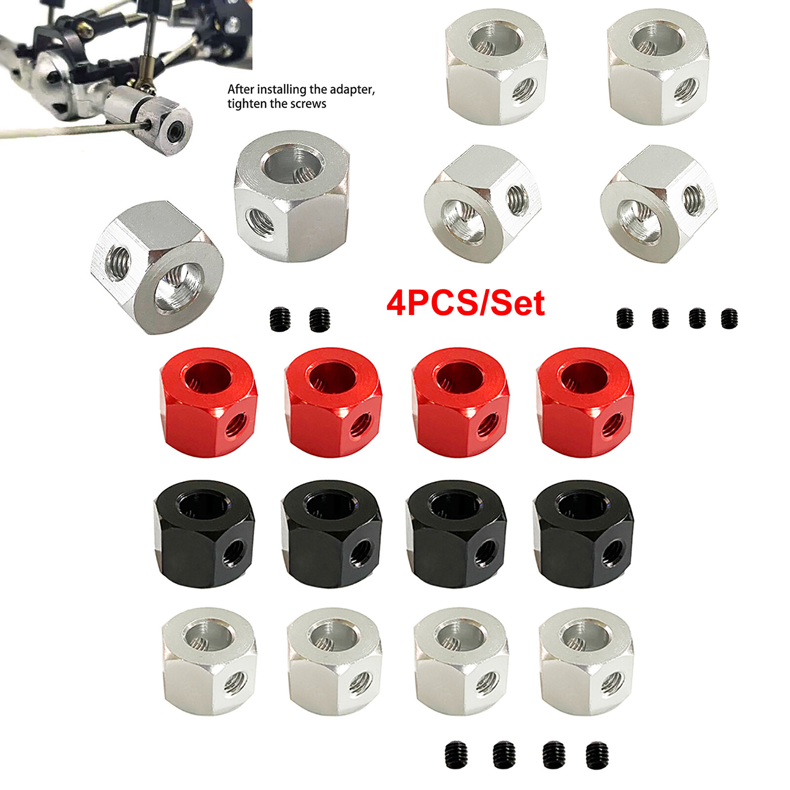 4PCS 5mm to 12mm Wheel Hub Adapter for WPL B14 B24 B16 B36 C14 C24 C34 ...