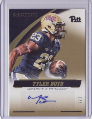 2016 Panini Collegiate Pittsburgh Autograph Gold Tyler Boyd 1/5 Pitt ...