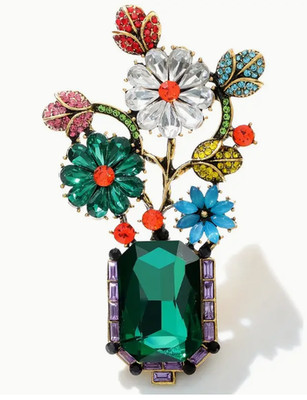 BROOCH-Green Crystal Luxury Vintage Style Vase Brooch, High-End ...