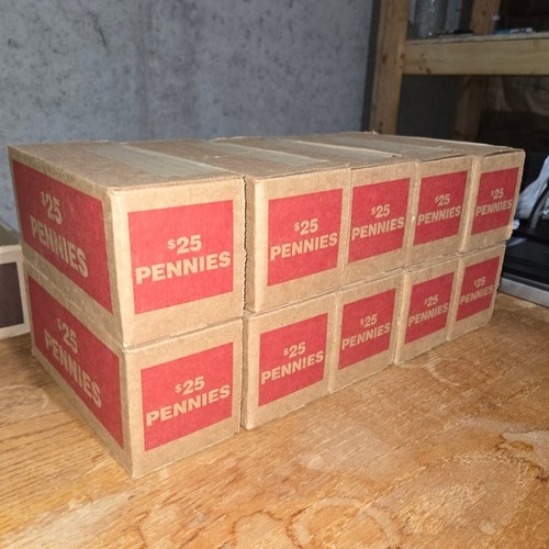 2025 D Lincoln Cents Full Box, 50 Rolls, 2500 Uncirculated Pennies Free ...