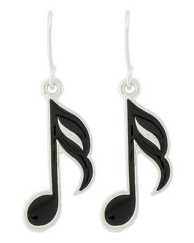 Sixteenth Note Musical Symbol Dangle Drop Silver Tone Fashion Jewelry ...