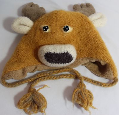 TODDLER WOOL "MOOSE" HAT, VERY CUTE, FULL FLEECED LINED FOR COMFORT ...