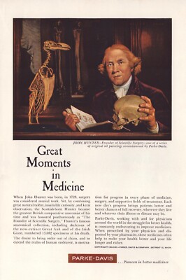 1961 PARKE-DAVIS ~ Great Moments In Medicine John Hunter Art ~ VINTAGE ...