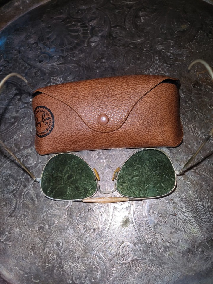 Vintage WWII AVIATOR Tear Drop BAUSCH + LOMB RAY BAN SUNGLASSES w CASE ...
