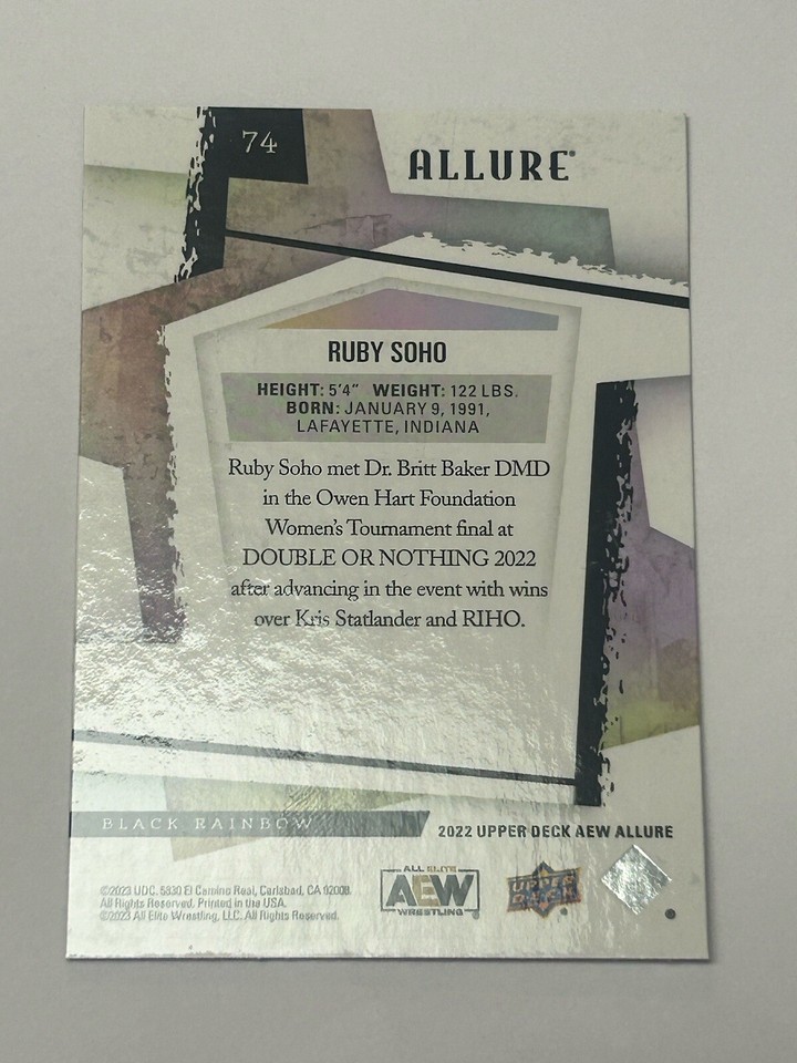 2022 Upper Deck AEW Allure Ruby Soho Black Rainbow #74 | eBay