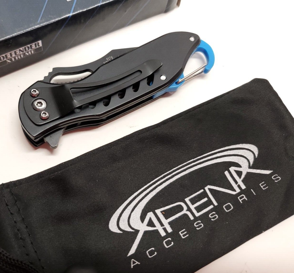 Black Carabiner Clip Spring Assisted Pocket Knife Blade Camping Boy ...