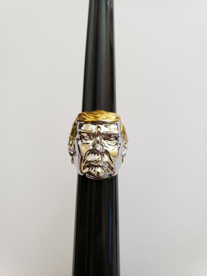 US President Donald Trump Ring Gold Hair with Silver Stainless Steel ...