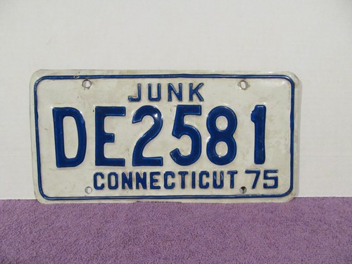 1975 Connecticut JUNK Dismantler License Plate Original Paint RARE | eBay