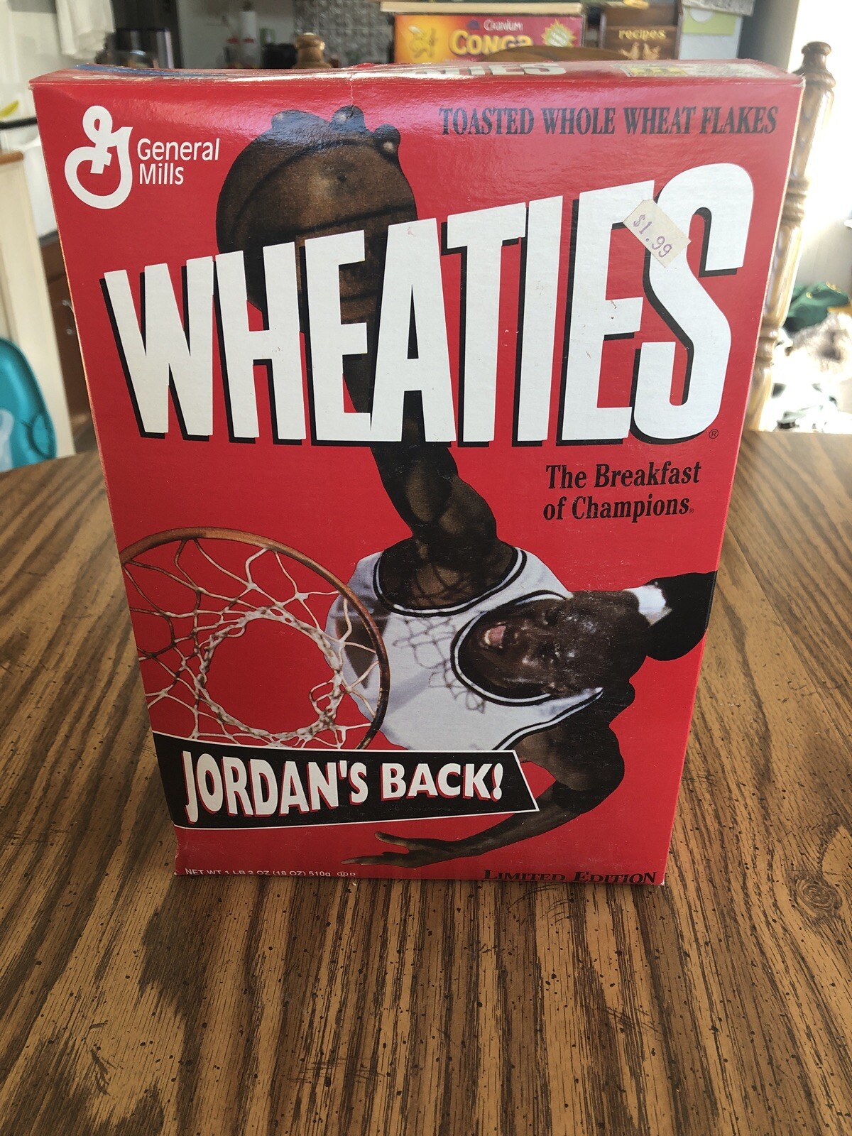 Michael Jordan Wheaties "Jordan's Back" 18oz Unopened Cereal Box 1995 ...