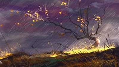 Landscape art drawing nature deviantart rain trees Custom Gaming Mat ...