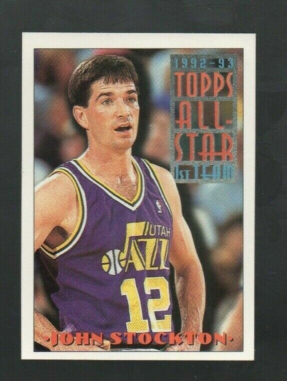 1992-93 NBA TOPPS "JOHN STOCKTON" BASKETBALL TRADING CARD - V/Good ...