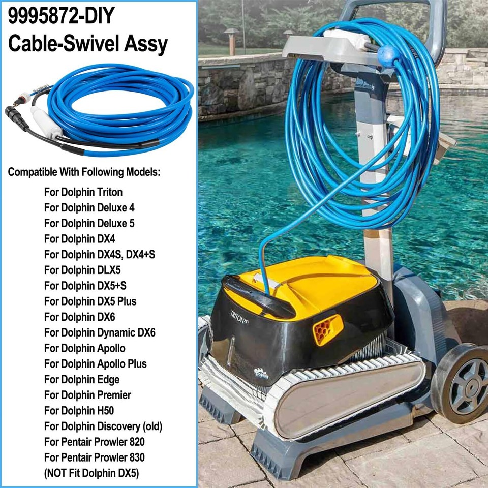 For Dolphin Replacement Part 60 FT Blue Cable 3 Wire with Swivel ...