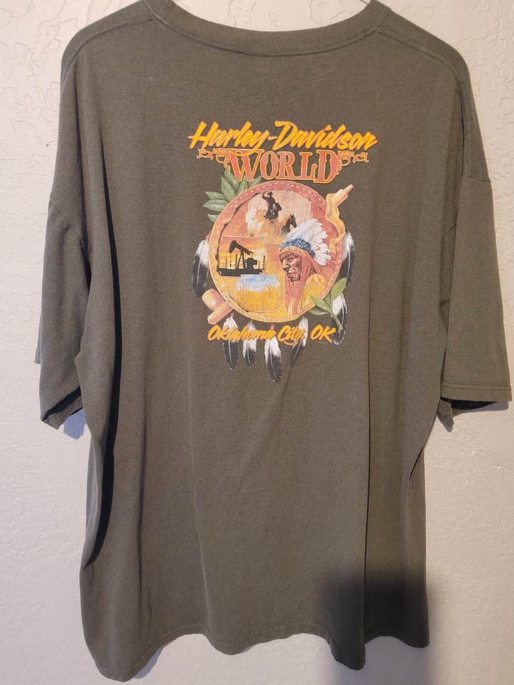 harley davidson tshirt native american sz 3XL 2009 USA MADE OK CITY let ...