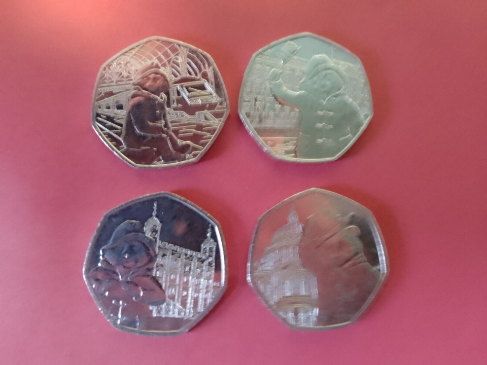 PADDINGTON BEAR COMPLETE 4 COIN SET UNCIRCULATED FROM SEALED BAGS INTO ...