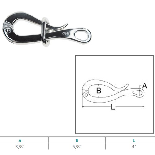 4" Pelican Hook Quick Release Hook 316 Stainless Steel Marine Grade for ...
