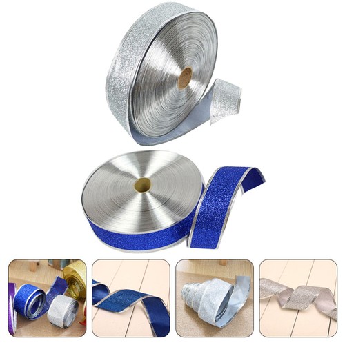 2 Rolls Kuchendekoration Polyestergewebe Glitzer-Gurtband Seidenbänder ...
