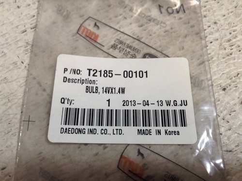 Daedong Kioti T2185-00101 Bulb 14V1.2W T218500101 New (TSC) | eBay