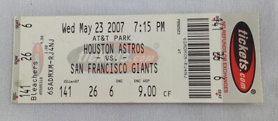 MLB 2007 05/23 Houston Astros at San Francisco Giants Full Ticket-Barry ...