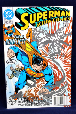 Action Comics #667 Superman Final Conflict UPC Newsstand 1991 DC Comics ...