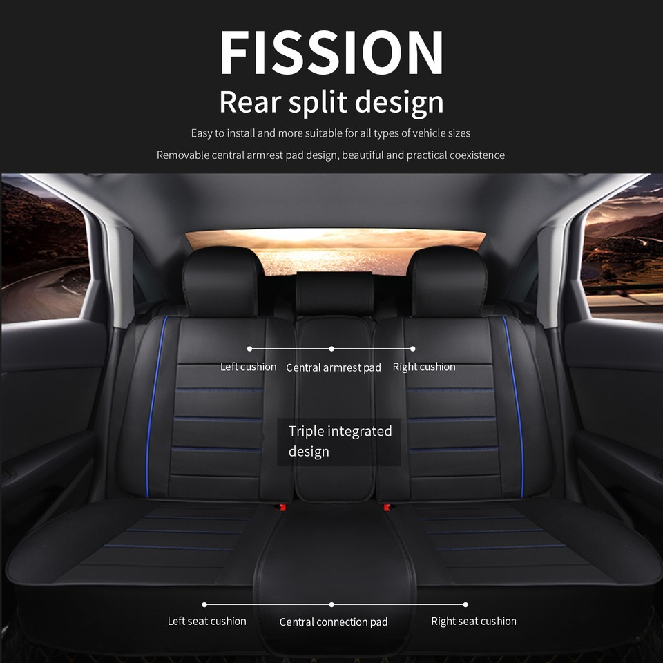 Car Seat Cover Set Front+Rear Cushion Deluxe Leather For Ford F-250 ...