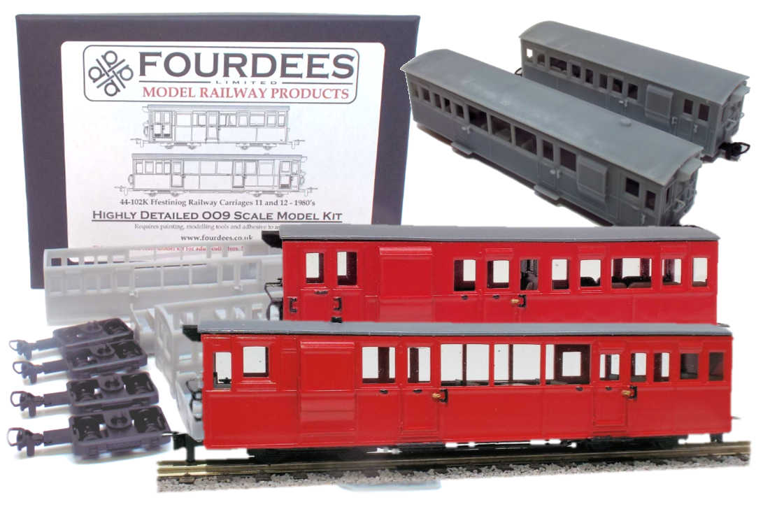 Fourdees Ltd Ffestiniog Railway Carriages 11 and 12 009 / OO9 Scale Kit ...