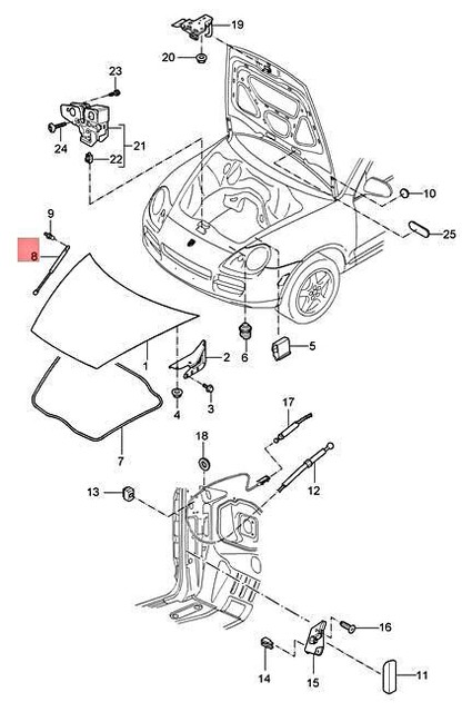 OEM Porsche Cayenne 9pa Hood Gas Strut Lift Support 95551135900 Genuine ...