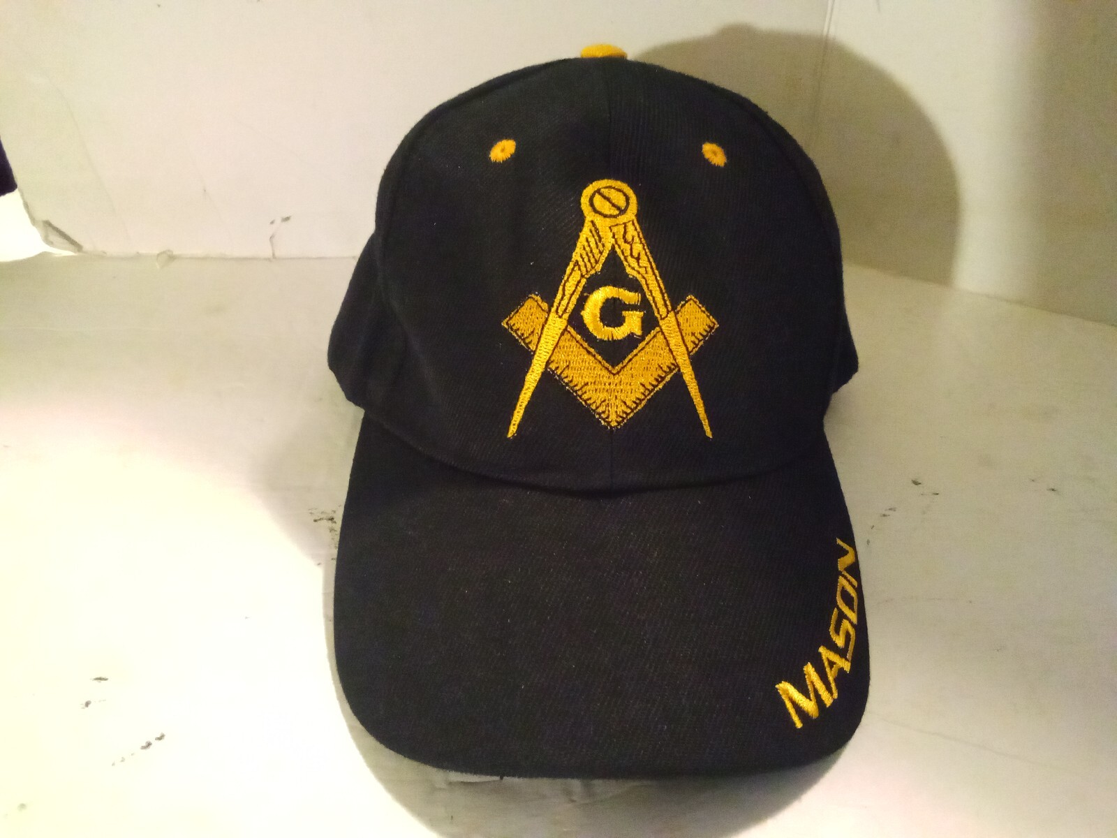 Freemason's Baseball Cap - Black Hat with Golden Standard Masonic ...