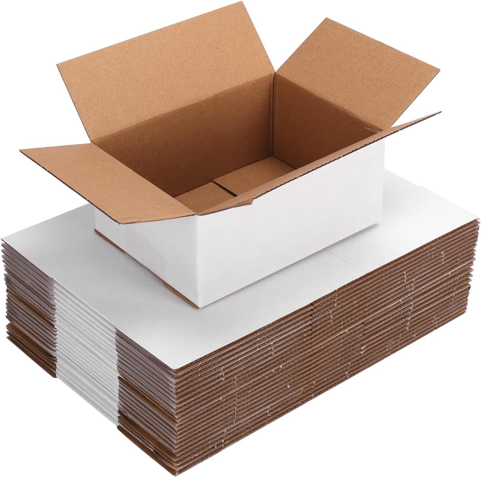 25 Pack Small Shipping Boxes 7X5X3 Inches, White Corrugated Cardboard ...
