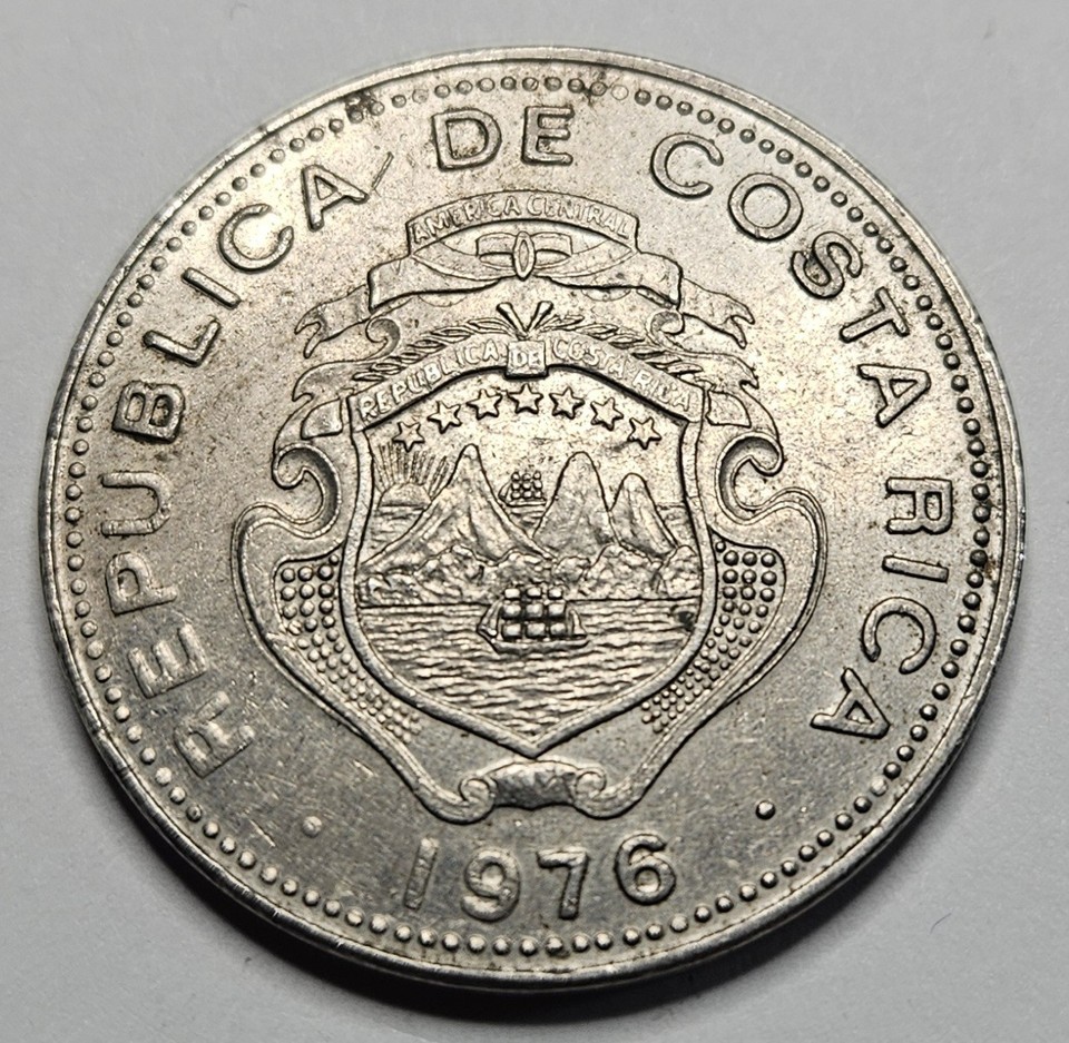 1976 Costa Rica 1 One Colon - Copper-Nickel - World Coin - Copper ...