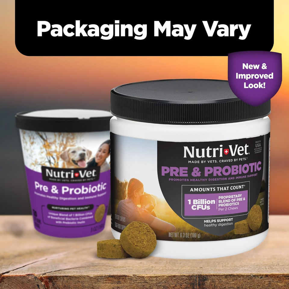 Nutri-Vet Pre and Probiotic for Dogs Digestive Health Support 120 Soft ...