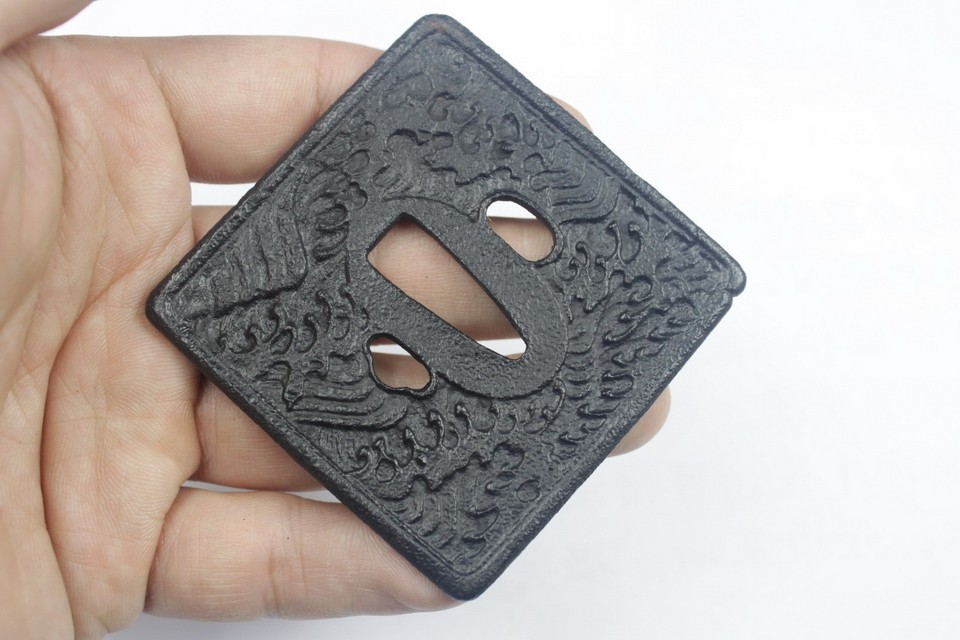 Square Wave Iron Tsuba For Japanese Samurai Sword Katana Fitting Part ...