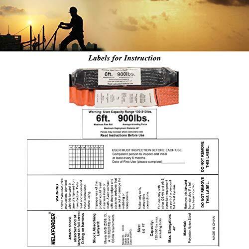 Single Leg 6-Foot Fall Protection for Construction Shock Absorber ...