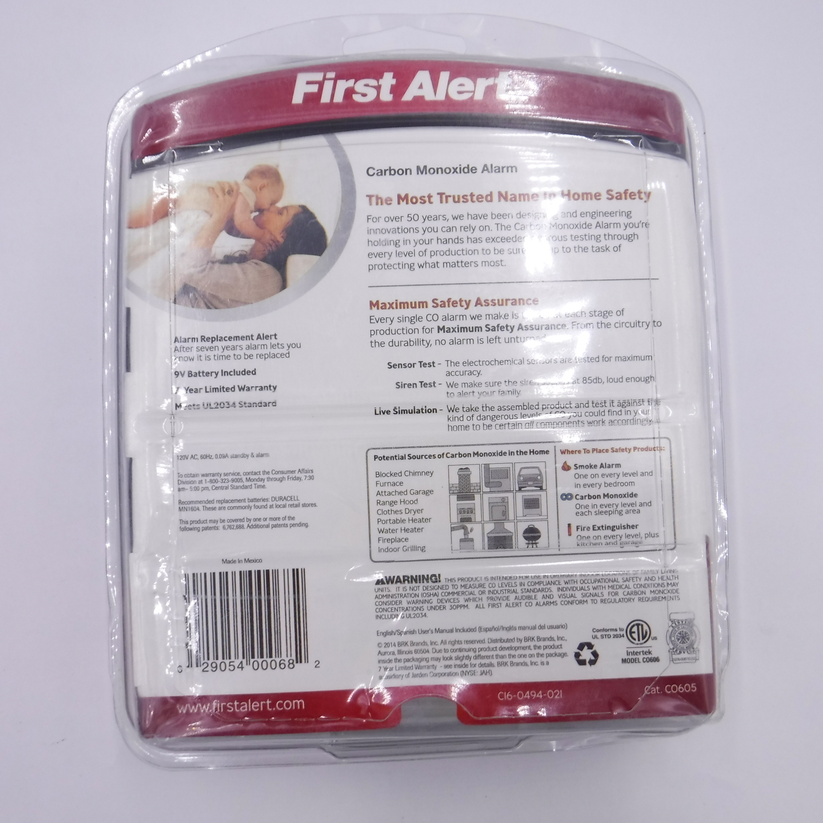 2 Pack First Alert Plug-In Carbon Monoxide Detector W/Battery Backup ...