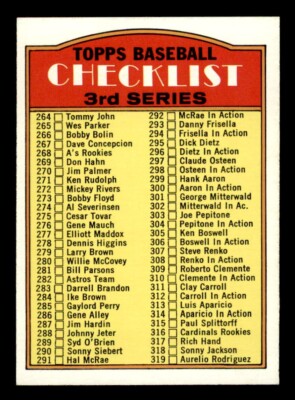 1972 Topps Baseball #251 3rd Series Checklist (264-394) NM/MT *d32 | eBay