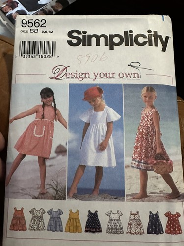 9562 Simplicity Design Your Own Vintage Pattern Childs Dress 5,6,6x ...