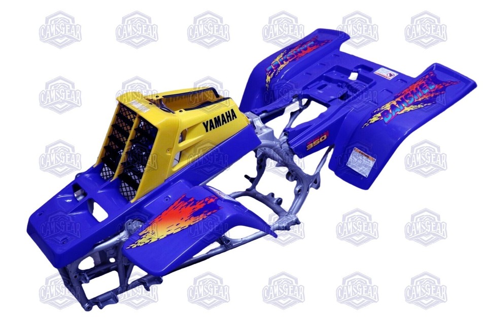 Yamaha Banshee fenders gas tank plastic grill + graphics BLUE YELLOW ...