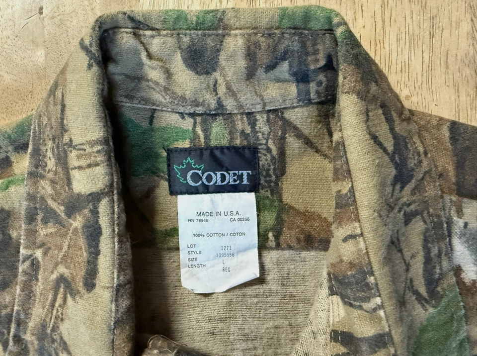 VTG Codet Men's Chamois Flannel Woodland Camouflage Button Up Shirt ...