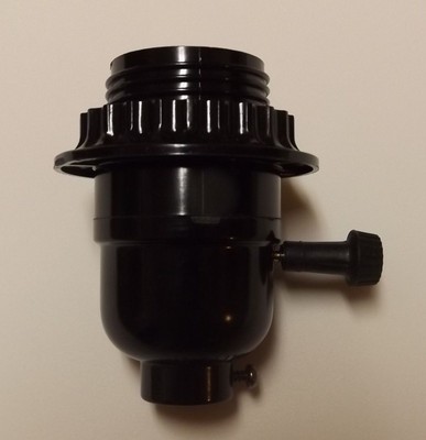 BLACK PHENOLIC 3-WAY TURN KNOB THREADED LAMP SOCKET WITH RING E26 NEW ...