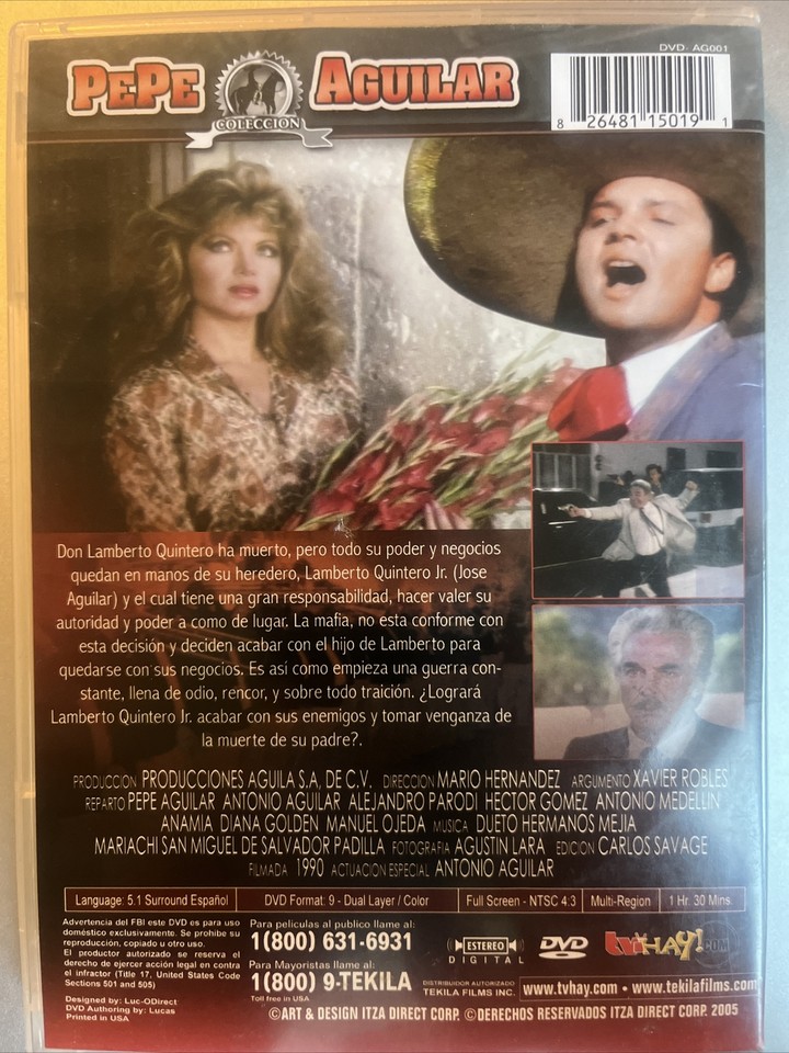 El Hijo De Lamberto Quintero DVD 1987 Antonio Aguilar Alejandro Parodi ...