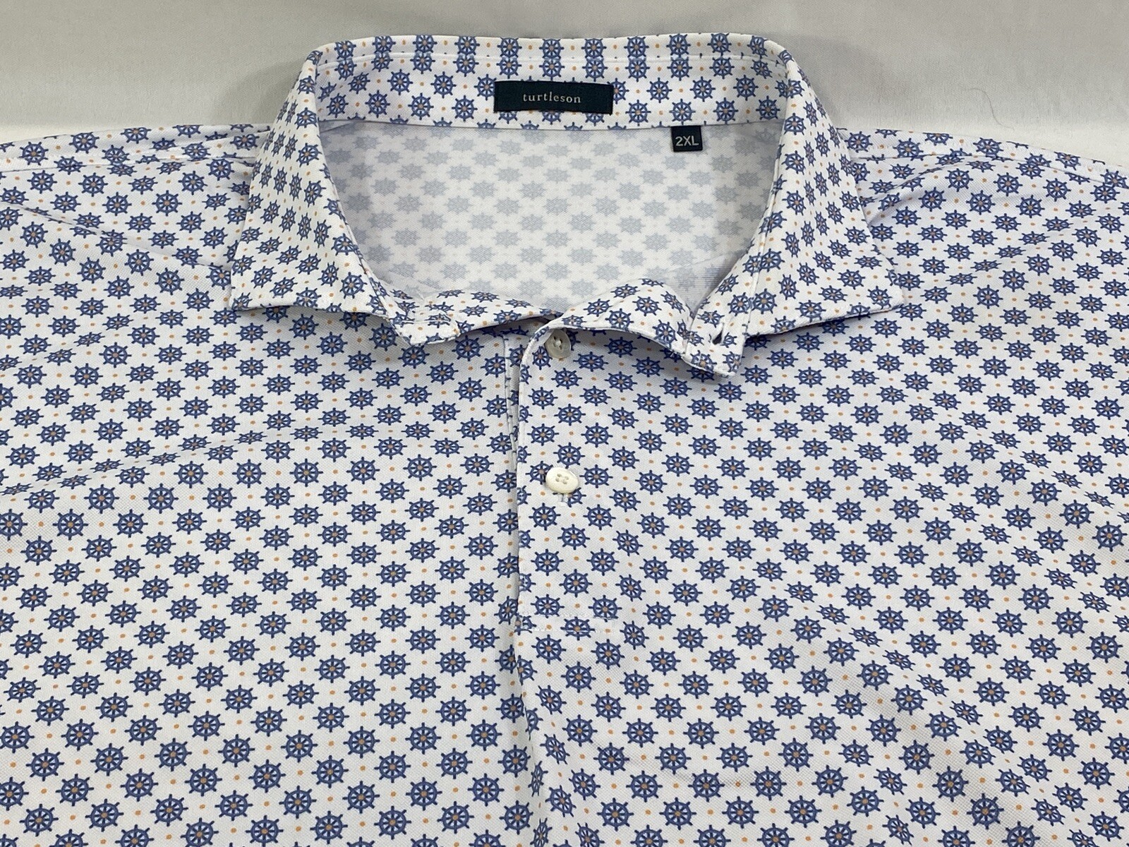 Turtleson Hampton Navy Ships Wheel TFC Golf Polo Shir… - Gem