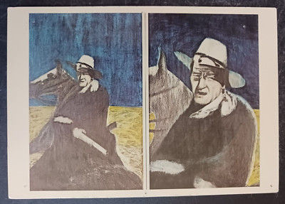 postcard art James Gill John Wayne Diptych painting unposted tack holes ...