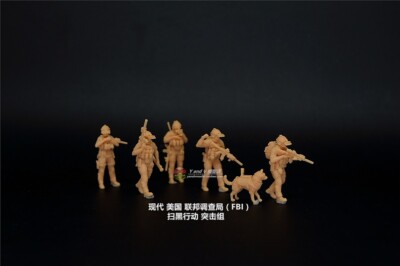 1/72 US "FBI Anti-crime Operation Assault group"5 man+1 dog(3D printed ...