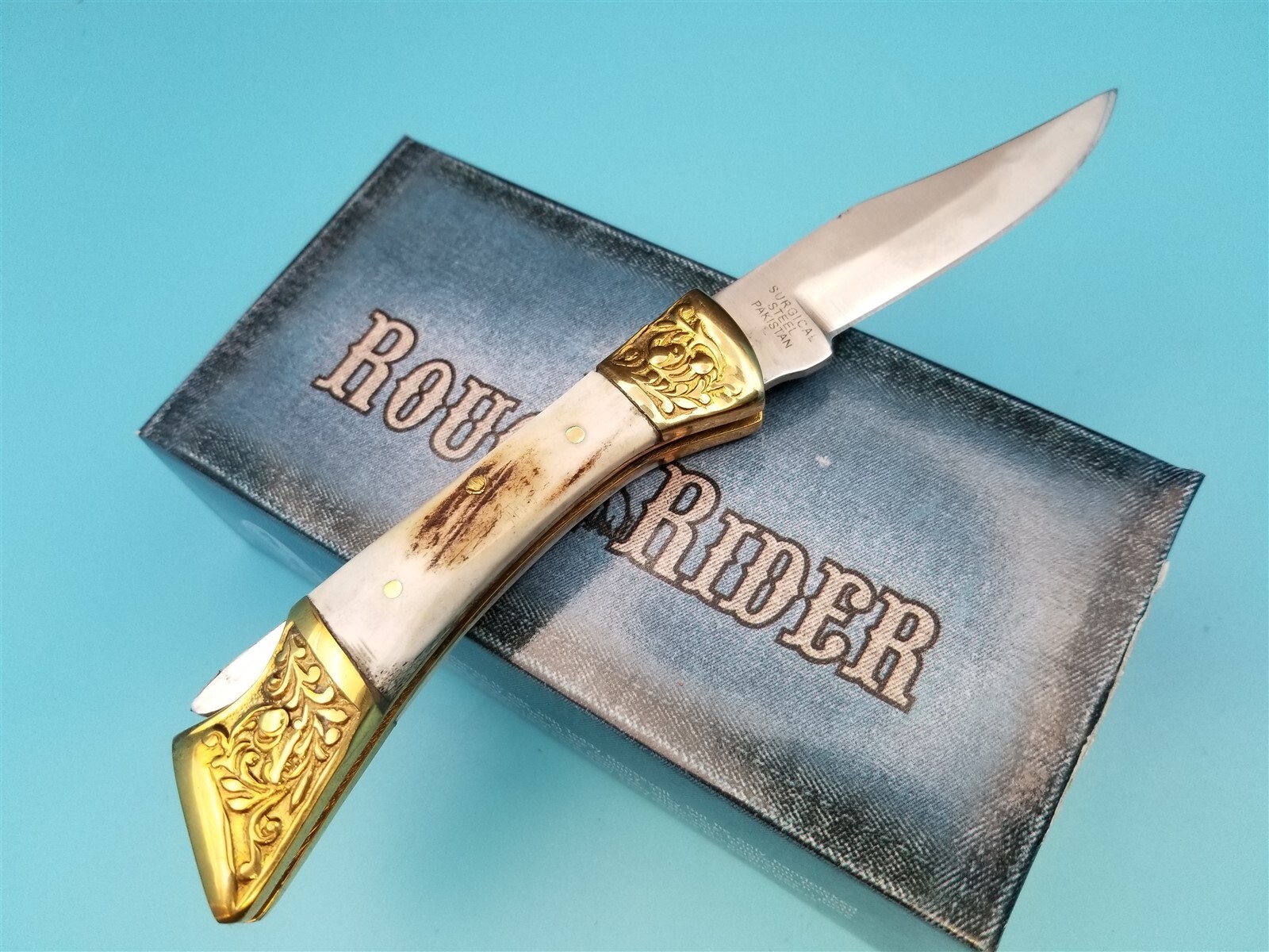 Rough Rider Stag Handle Pocket Lockback Knife 4.25" closed Folding ...