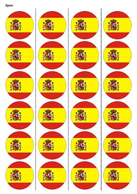 24X PRECUT SPAIN FLAG BIRTHDAY EDIBLE WAFER PAPER, CUPCAKE, CAKE ...