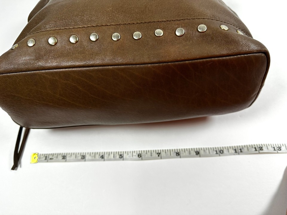 Arezzo Brown Genuine Leather Studded Shoulder Bag – Rectangular Tote ...