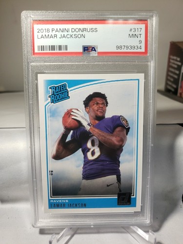 PSA 9 MINT 2018 PANINI DONRUSS RATED ROOKIE LAMAR JACKSON NO. 317 ...