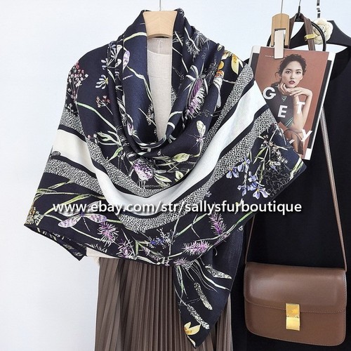 Sallys 70% Cashmere 30% Silk Dragonfly Print 2 Face Scarf Shawl 53 ...