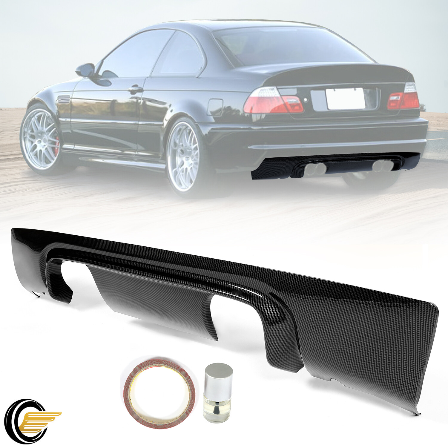 Rear Bumper Diffuser 2-Tone Carbon Fiber CSL Style For 01-06 BMW E46 M3 ...